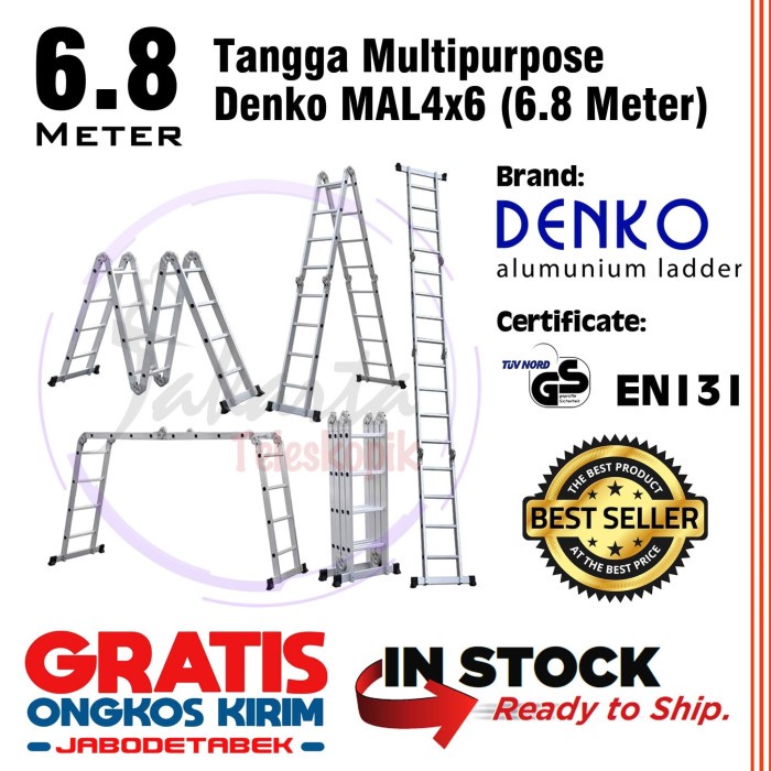 Jual Tangga Multipurpose 6,8 Meter Tangga Lipat Tangga Alumunium Denko ...