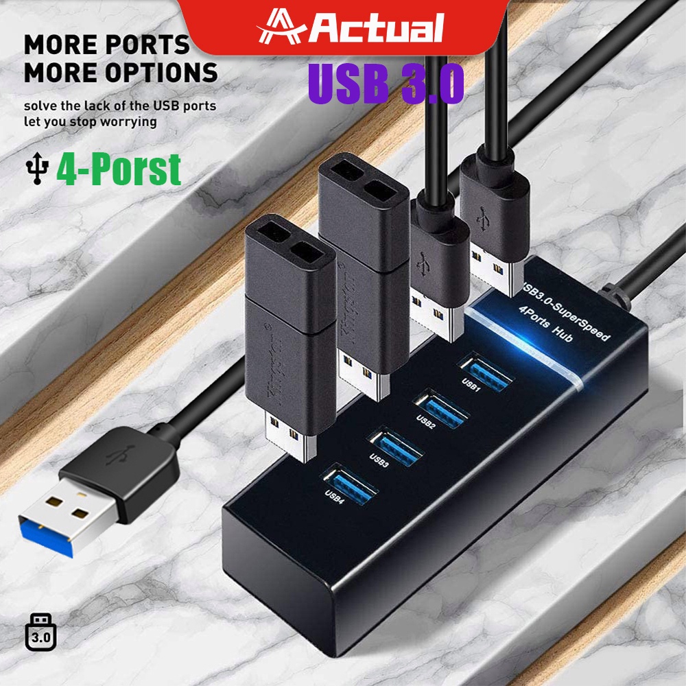 Jual USB HUB 4 Port Actual【COD】 USB Hub 3.0 High Speed up To 5Gbps For ...
