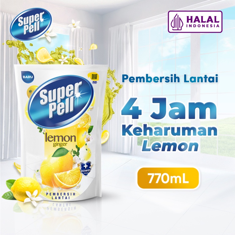 Jual SuperPell Pembersih Lantai Pel Lantai Harum & Wangi Lemon Ginger 770 mL | Shopee Indonesia