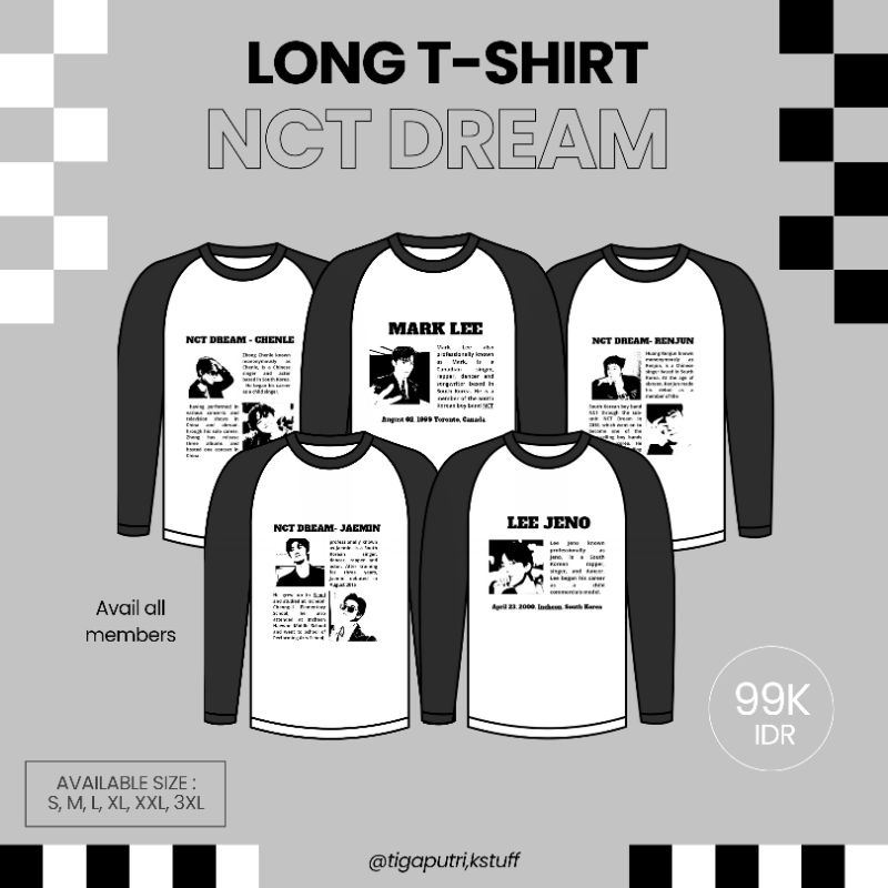 Jual LONG T-SHIRT NCT DREAM - MARK HAECHAN JAEMIN JENO JISUNG RENJUN ...