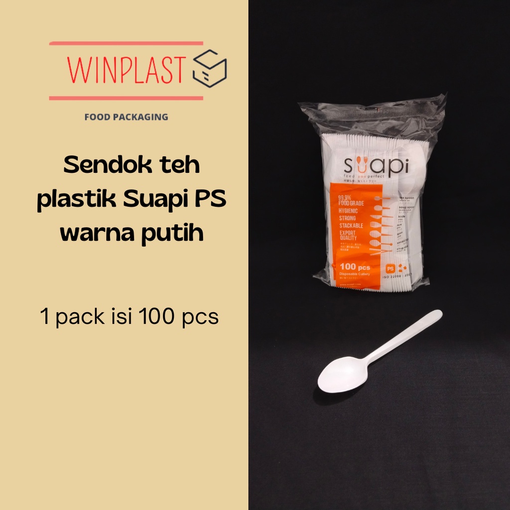 Jual Sendok Teh Plastik Suapi PS warna Putih 1 pack isi 100 pcs ...