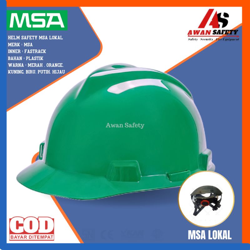 Jual Helm Safety MSA Lokal Hijau Fastrack Original/ Helm Proyek Safety ...