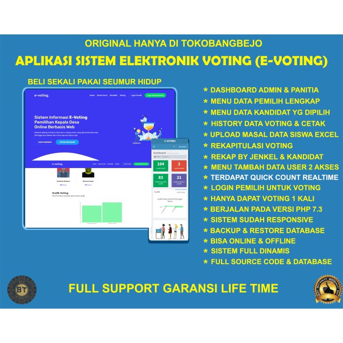 Jual Aplikasi Web Source Code E Voting Berbasis Web Php 7 Native Dan