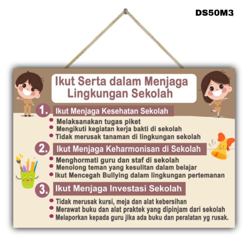 Jual Hiasan dinding Poster Edukasi IKUT SERTA DALAM MENJAGA LINGKUNGAN SEKOLAH Gantungan dinding ...
