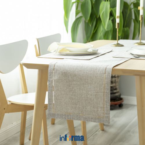 Jual Informa 33X160 cm Table Runner Eyelet - Cokelat Oak Taplak Meja ...