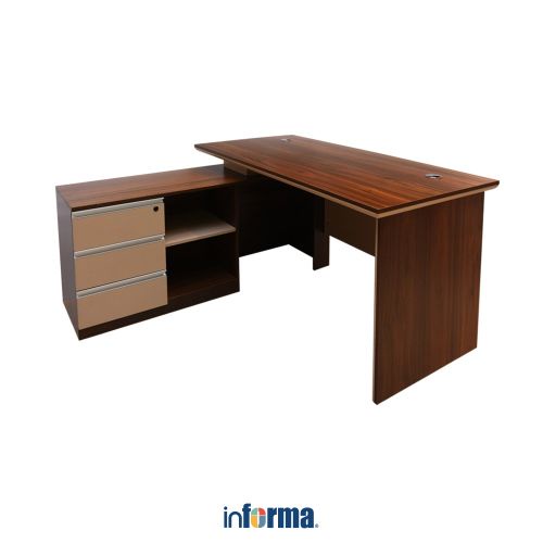 Jual Informa Montana Meja Kantor Sisi Kiri 1407 - Cokelat Office Table ...
