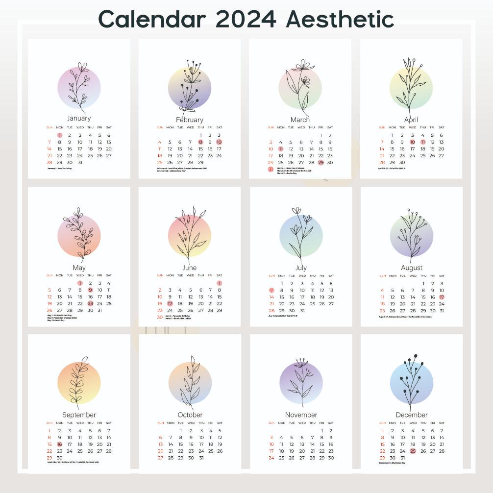 Jual [ZZR] KALENDER DINDING AESTHETIC 2024 / KALENDER MEJA AESTHETIC ...