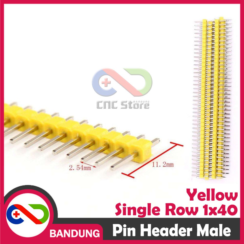 Jual PIN HEADER MALE STRIP SINGLE ROW 1X40 2.54MM YELLOW KUNING ...