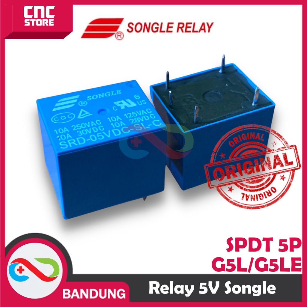 Jual RELAY SONGLE 5V 10A SRD-05VDC-SL-C 5 PIN 5P G5L G5LE | Shopee Indonesia