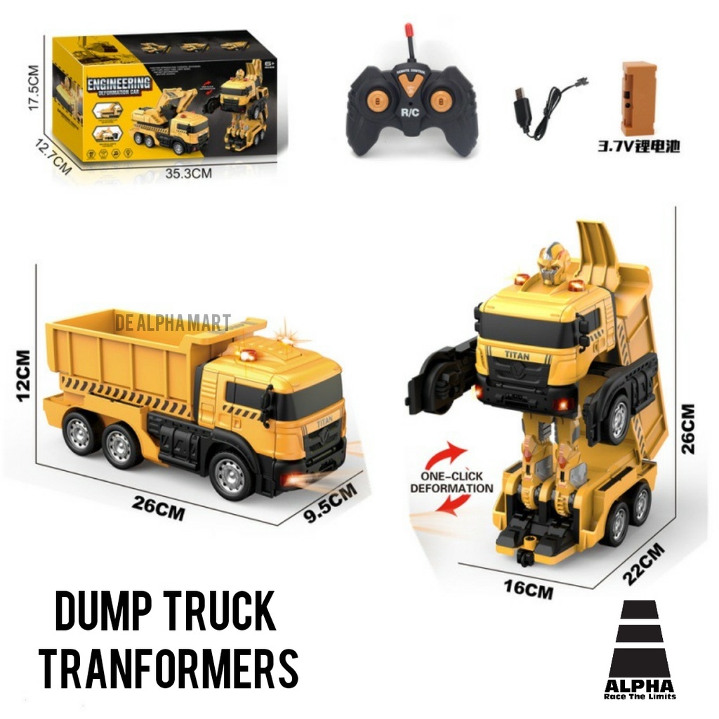 Jual Mainan Rc Dump Tru Transformers Deform Baterai Cas Remote Control ...