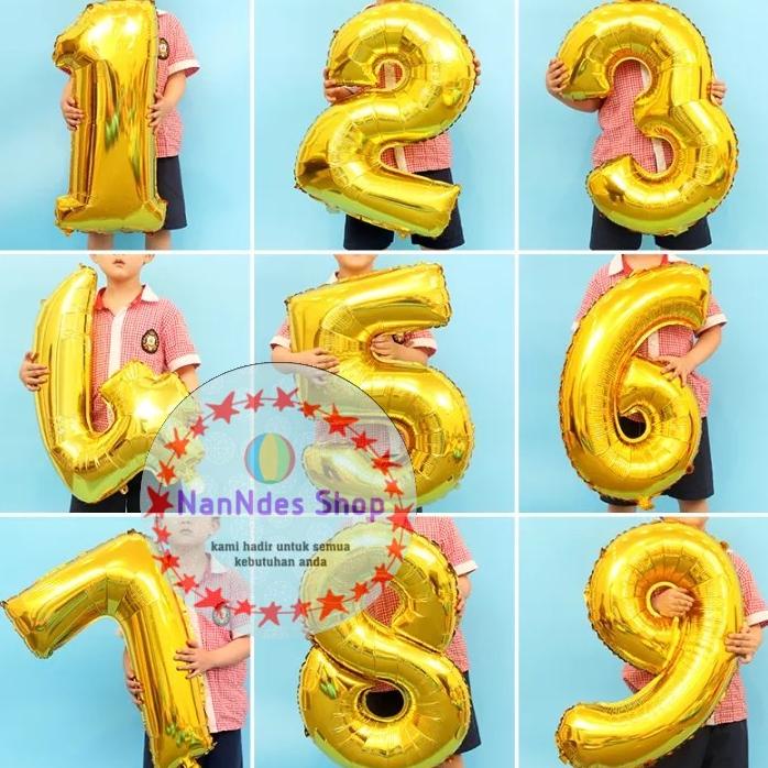 Jual TRENDING BALON FOIL ANGKA NOMOR GOLD EMAS JUMBO 80CM - CUSTOM UMUR ...