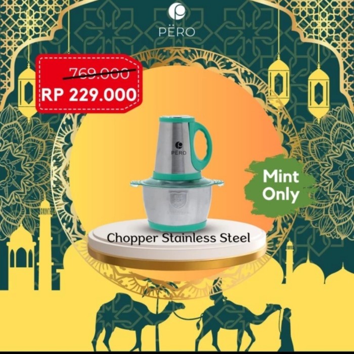 Jual Pero Chopper Stainless Steel 2 Liter 300 Watt/ Food Processor Low ...
