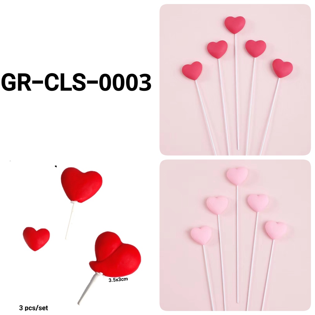 Jual GR-CLS-0003 Cake topper hiasan kue clay hati love valentine ...