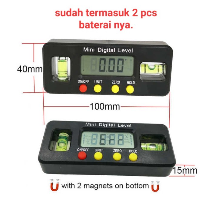 Jual MINI DIGITAL LEVEL ALAT UKUR SUDUT KEMIRINGAN BUSUR DERAJAT ...