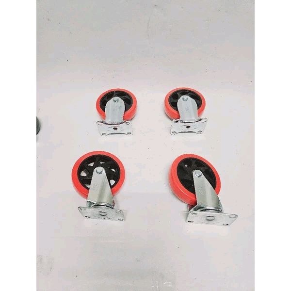 Jual Roda pu merah 5 inch 2putar 2mati xptool harga 4 roda | Shopee ...