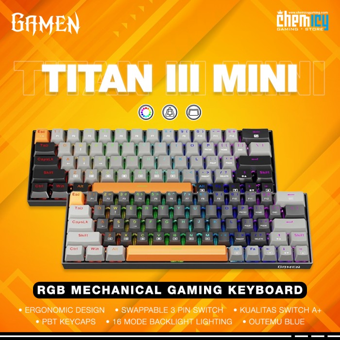 Jual Gamen Titan 3 Mini RGB 60% Mechanical Gaming Keyboard | Shopee ...