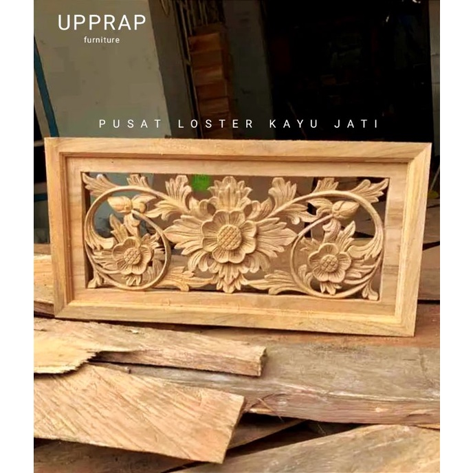 Jual Loster kayu // Boven kayu jati motif motif bunga ukuran 60x30x10 ...