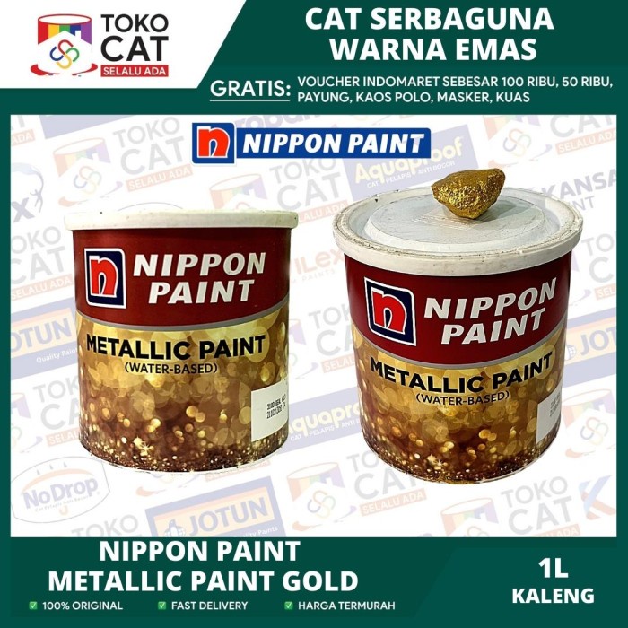 Jual Cat Tembok Real Gold Metallic Paint Water Based Nippon Emas Besi ...