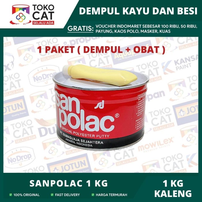 Jual DEMPUL SAN POLAC 1KG / DEMPUL SANPOLAC SPECIAL POLYESTER / DEMPUL ...