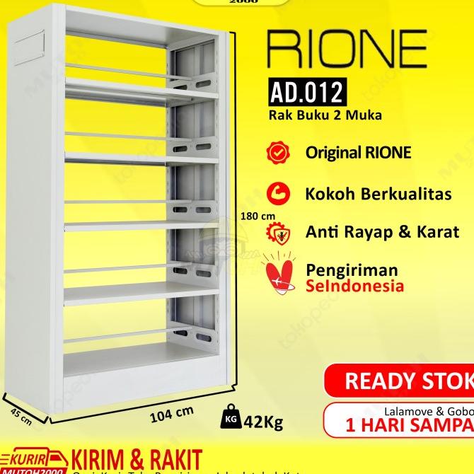 Jual Rione Ad-012 Rak Buku Besi Perpustakaan 2 Muka Terbaik | Shopee Indonesia