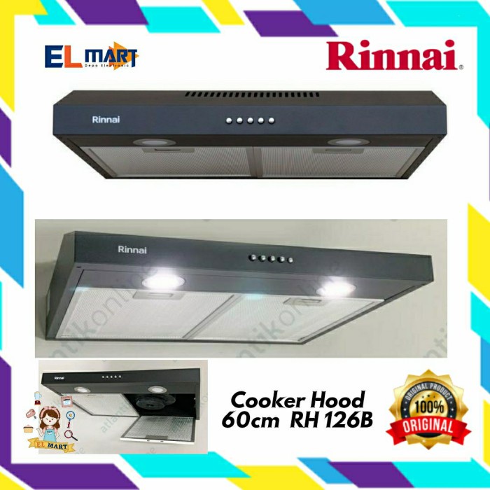 Jual Promo Rinnai Cooker Hood Slim 60Cm Rh 126B 126 B Rh126B Penghisap Asap Dapur | Shopee Indonesia