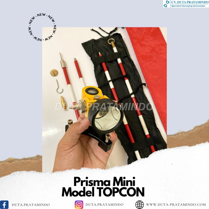 Jual Mini Prism / Prisma Mini Model TOPCON + Mini Stick Pole | Shopee ...