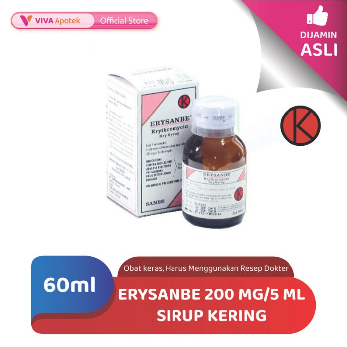Jual Erysanbe 200 mg/5 ml Sirup Kering / Erytromycin / Antibiotik (60 ...