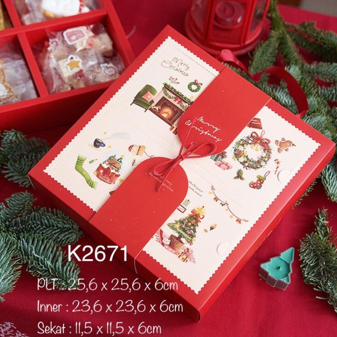 Jual Kotak Natal K2671 Dus Sekat Cookies Nastar Christmas Box ...