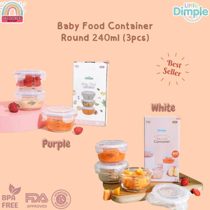 Jual Little Dimple Baby Food Container Round (3 pcs x 240 ml) | Shopee ...