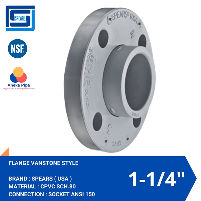 Jual [New] Flange Vanstone Cpvc Sch80 Socket Ansi 150 / Spears / 1-1/4 ...