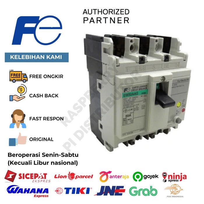 Jual Ori Fuji Ew50Aag-2P040-B Earth Leakage Circuit Breaker Elcb 30Ma ...