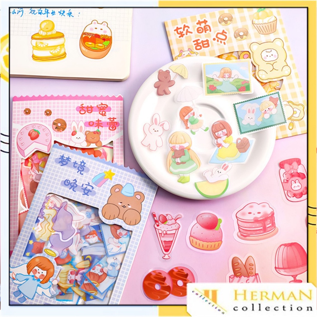 Jual HC Sticker Set Isi 45Pcs Karakter Lucu Aesthetic Waterproof Stiker ...