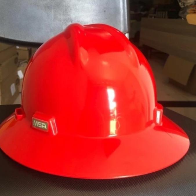 Jual Helm Proyek Merah Full Brim MSA Pemutar/Helem Safety fullbrim ...
