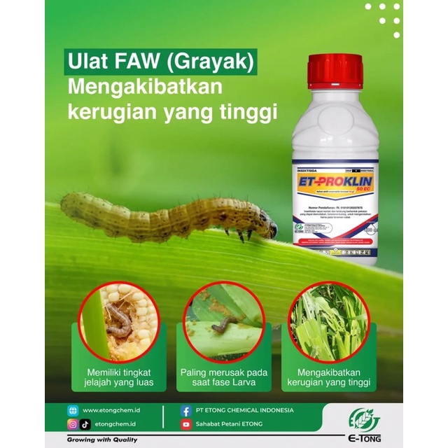 Jual Et proklin 50ec 100ml insektisida ampuh mengatasi ulat grayak ASLI ...