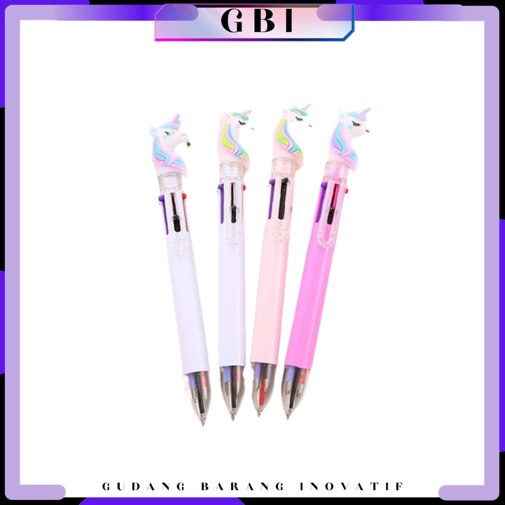 Jual GBI Pena Karakter Mekanik 6 Warna Unicorn Full Moon Pulpen ...