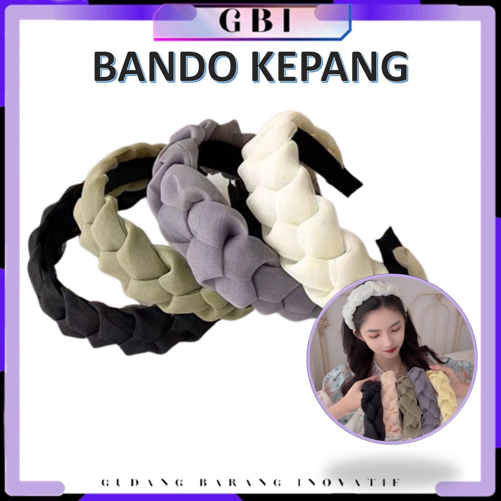 Jual GBI Bando Kepang Satin Korea Scrunchie Headband Bandana Polos ...