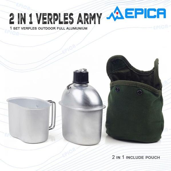Jual Veples Botol Minum Bushcraft Army TNI Alumunium 2 in 1 Outdoor ...