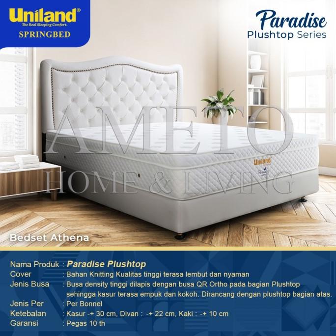 Jual Spring bed Uniland Plush Top 180x200 Putih Full set | Shopee Indonesia