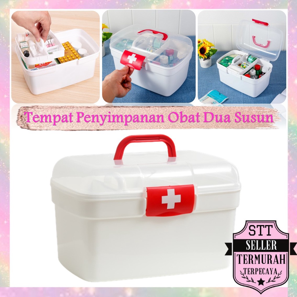 Jual STT Kotak P3K Dua Susun Tempat Penyimpanan Obat Jinjing Praktis ...