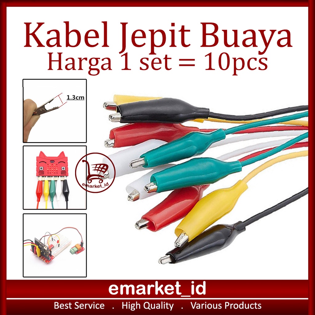 Jual Kabel Jepit Buaya Aki Accu 50cm 10pcs 5warna / Lombok Penjepit ...