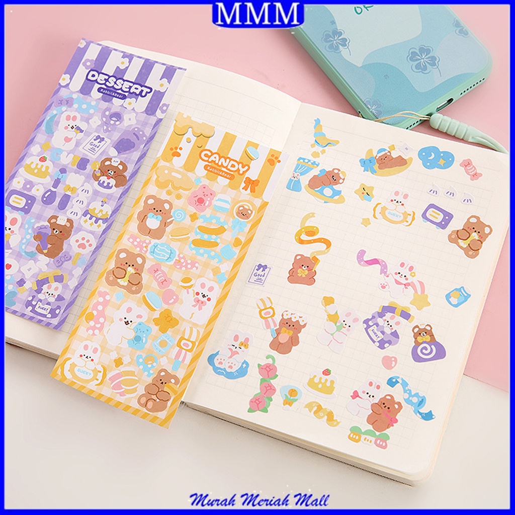 Jual MMM Sticker Kartun Bear Rabbit Hologram Waterproof Stiker Motif ...