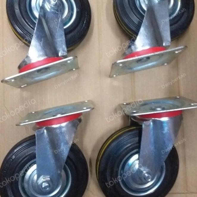 Jual Roda Trolley Bahan Karet 6"Inch Hidup(1 Set/4 Roda) | Shopee Indonesia