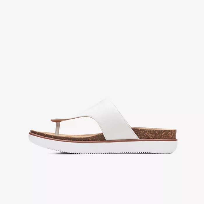 Jual Clarks Elayne Step 100% Original Sandal Wanita Leather - White ...