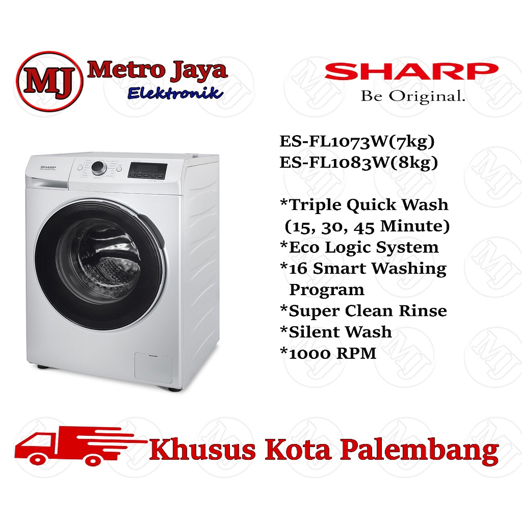 Jual Sharp ES-FL1073W Mesin Cuci Front Loading 7 KG Resmi Silver ESFL ...