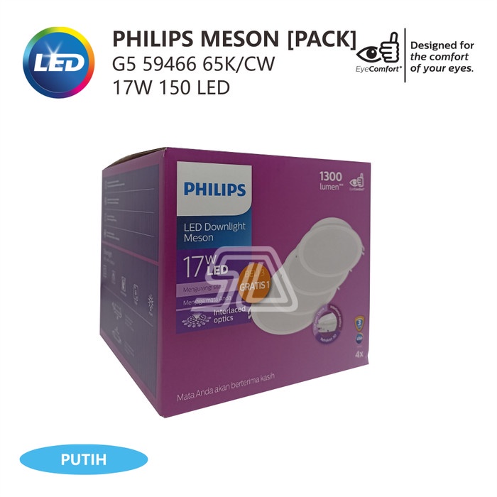 Jual Downlight LED Philips 59466 Meson G5 150 17W 65K ID MP Putih PACK ...