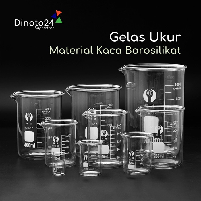 Jual Cangkir Gelas Takar Ukur Lab Kimia Borosilicate Glass - GG-17 ...
