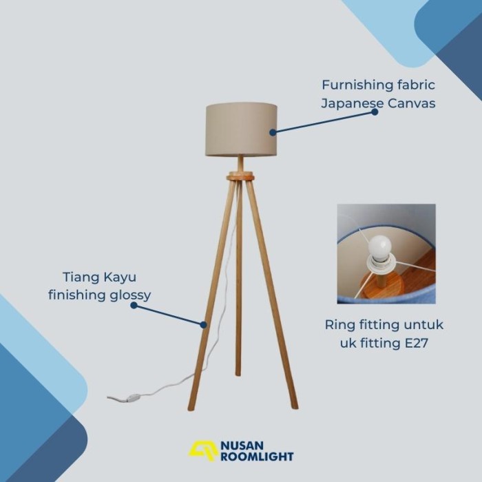 Jual Lampu Lantai Standing Floor Lamp Lampshade Ruangan Aesthetic Nrl ...