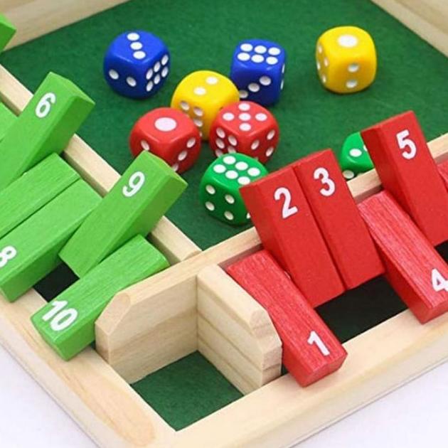 Jual 4 Sisi Papan Permainan Dadu 4 Warna Mainan Board Game Dadu Shut ...