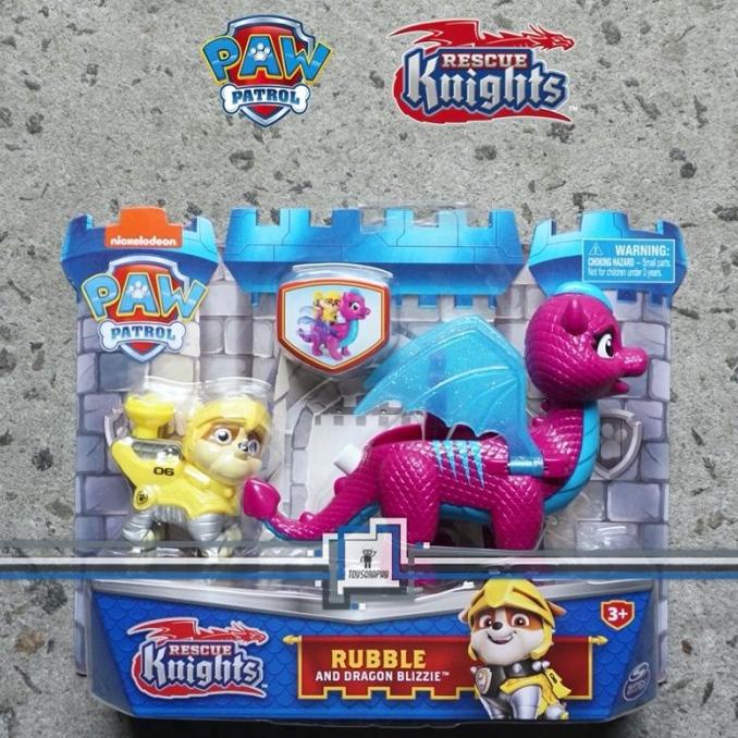 Jual Paw Patrol Rescue Knights Rubble And Dragon Blizzie Figure Knight ...