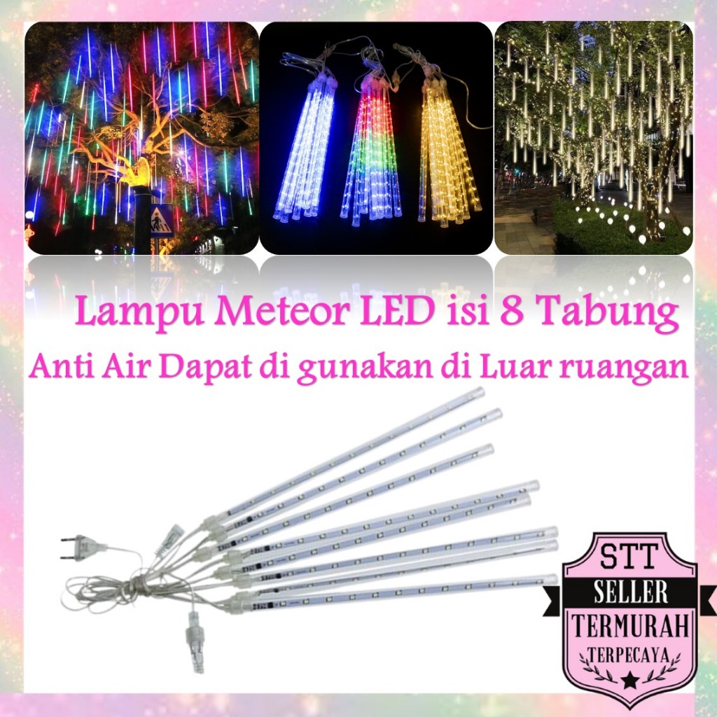 Jual STT Lampu Meteor LED isi 8 Tabung/45cm Lampu Meteor Set 8 Tubes 4 ...
